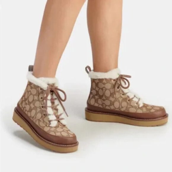 Coach | Shoes | Coach Imani Signature Jacquard Boots Womens 8 | Poshmark